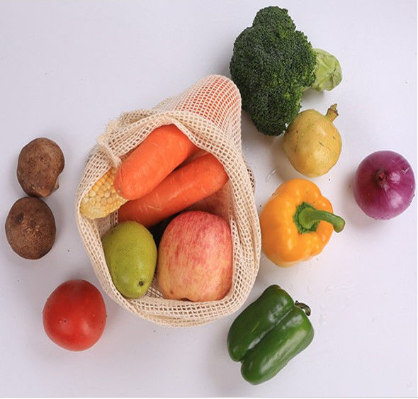 Customized Mesh Netting Bags Food Grade Cotton Mesh Cream White Color ...