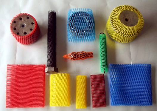 Blue Red Yellow Protective Netting Sleeve Plastic Tubular Mesh Sleeves