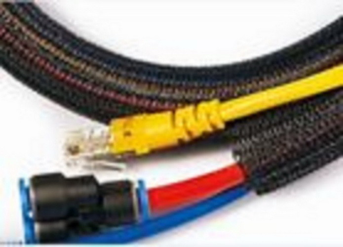 Black Self Closing Braided Wrap Fireproof PET Expandable Sleeving